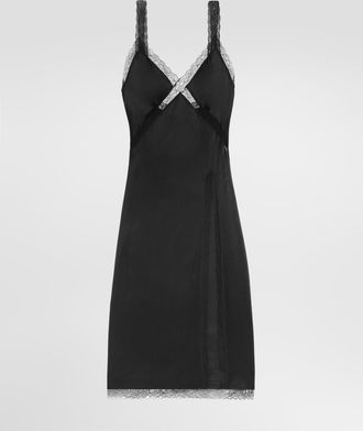 Dolce & Gabbana Silk Satin Slip Dress - Frau Kleider Schwarz Seide 44