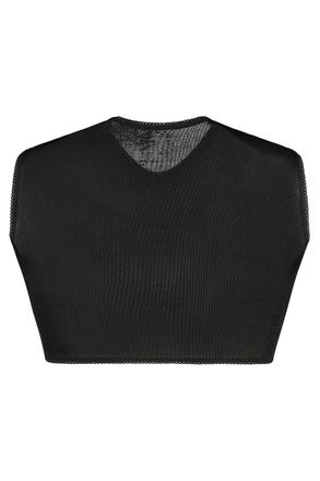 ANNA OCTOBER Lace-Trimmed Knit Crop Top - Black