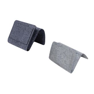 Artibetter 2 St&uuml;ck Filz Aufbewahrungstaschen f&uuml;r Sofa und Bett 32X20X10cm Mittelgrau Hellgrau Mehrkammer Organizer H&auml;ngeaufbewahrungstasche f&uuml;r Schlafzimmer