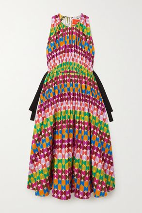 La DoubleJ Biennale Midikleid Aus Bedruckter Popeline Zum Binden - Mehrfarbig