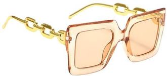 Generic Lunettes de soleil rétro noires pour femme | Protection UV | Lunettes de soleil élégantes pour lextérieur, portable, Cadre à thé transparent en tranch