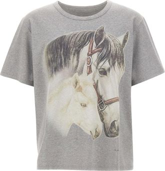 Maison Margiela T-shirt imprim&eacute; portrait de cheval - Homme - Tops - Gris - Taille: L