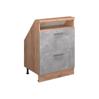 Vicco Meuble de Rangement sous Pente Rion, B&eacute;ton/Force dor Ch&ecirc;ne, avec 2 tiroirs