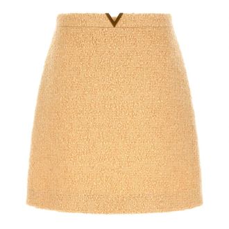 Valentino Garavani Minirock aus lockigem Woll-Tweed - - Skirts - Damen - Beige - XS
