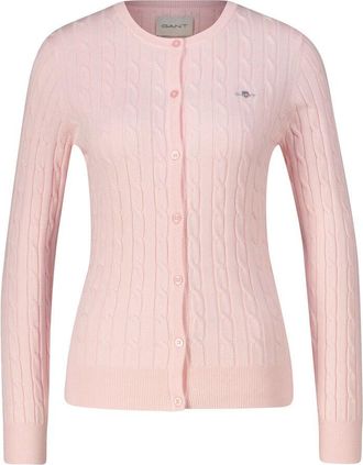 GANT Damen Strickjacke mit Zopfmuster STRETCH COTTON CABLE CARDIGAN Slim Fit