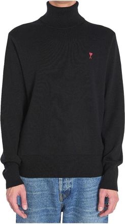 Ami Homme, Pulls, Noir, Taille: XL Pull Col Roul&eacute; De Coeur