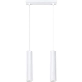 Licht-Erlebnisse H&auml;ngelampe Aluminium GU10 H: max. 90 cm Wei&szlig; 2-flammig l&auml;nglich Modern Pendelleuchte