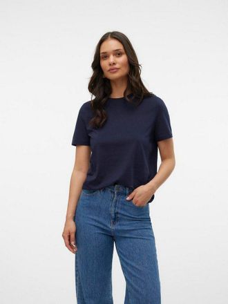 Vero Moda Kurzarmshirt VMPAULINA SS T-SHIRT GA JRS NOOS Baumwolle, regular fit