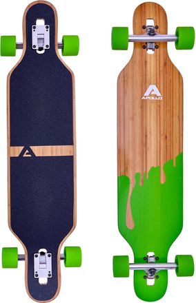 Apollo Longboard, Komplettboard mit Deck aus Bambus & Fiberglas, High-End Board mit ABEC 9 Kugellager, Flex 2 Longboards für Jugendliche und Erwachsene, Prof