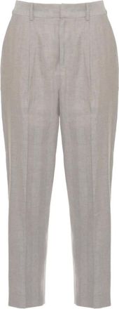 Pantaloni Torino Femme, Pantalons, Beige, Taille: 40 FR Pantalon en Lin et Coton