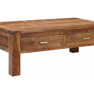 Massivmoebel24 Couchtisch Akazie 110x60x40 golden honey lackiert SHAMAN 70