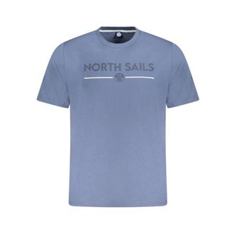 North Sails Homme, Tops, Bleu, Taille: 2XL T-shirt en coton bleu avec mise à niveau textile