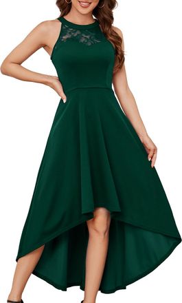 Bbonlinedress BBONL INEDRESS Frauen Abschlussball Hochzeitskleid Cocktail Halfter Spitze A-Linie Party Kurz Vintage Homecoming Kleider Dark Green 3XL