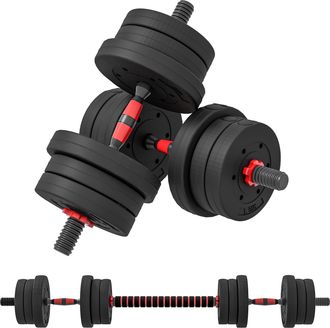 HOMCOM 2 in 1 Hanteln Set 20 kg verstellbare Kurzhantel & Langhantel professionell Dumbbell Krafttraining und Gewichtheben f&uuml;r Zuhause Fitness