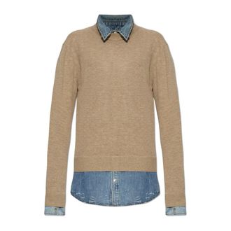 Acne Studios Layered Wool Knit - - Knitwear - Damen - Beige - S