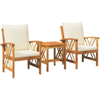vidaXL Ensemble de canap&eacute; de jardin 3 pcs Marron Bois dacacia massif Vidaxl