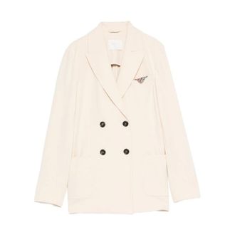 Circolo 1901 Femme, Vestes, Beige, Taille: 42 FR Veste Beige Double-Breasted Poches