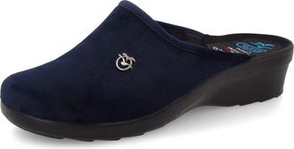 FLY FLOT Damen Pantofole Donna In Tessuto Con Logo, Sottopiede Antishock Schiebe-Sandalen, blau, 35 EU