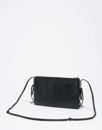 Bimba & Lola kleine Leder-Clutch mit Fransen in Schwarz