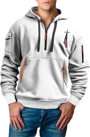 Generic Sweat à capuche pour homme avec motif floral 3D, pull à manches longues avec motif floral dynamique et thermique épais pour lhiver, blanc, XXL