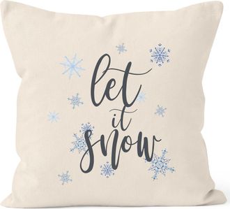 Autiga Kissenbezug Weihnachten Let it Snow Eiskristalle Schnee Christmas Winter Natur 40cm x 40cm
