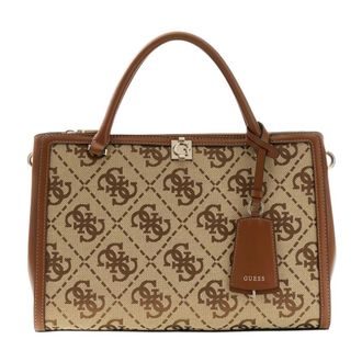 Guess Audrey Logo Satchel Bag - - Bags - Damen - Beige - ONE SIZE