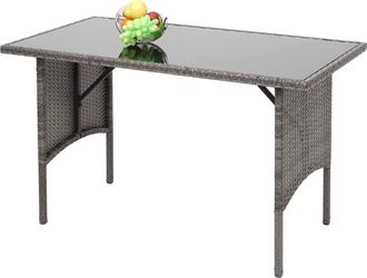 Mendler Poly-Rattan Esstisch HWC-G16, Esszimmertisch Gartentisch Tisch, Gastronomie 112x60cm - grau