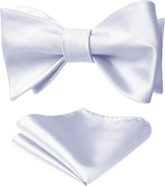 Hisdern Noeud Papillon Blanche Homme Élégant De Mariage Satin Formel Couleur unie Noeuds papillon & Pochette Ensemble Business Fête Smoking