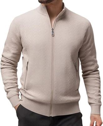 Generic Pull d&eacute;contract&eacute; pour homme Cardigan Col montant Pull Automne et Hiver &Eacute;pais D&eacute;contract&eacute; Chaud Veste polyvalente Plus Velours Slim Veste &agrave; capuche Swe