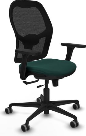 Piqueras y Crespo Schreibtischstuhl mit 3D-Armen, h&ouml;henverstellbare Lendenwirbelst&uuml;tze, ausgestattet mit Syncro/Traslack und Schaumstoff, Schwarz / Flaschengr&uuml;n