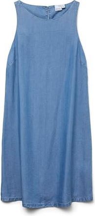 Vero Moda Short Dress Vmfleur SL Robe Courte GA, Denim Bleu médium, L Femmes