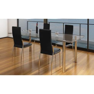 vidaXL Vidaxl - Chaises &agrave; manger lot de 4 noir similicuir