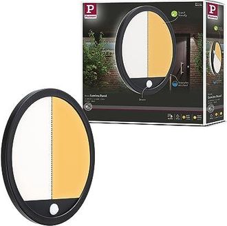 Paulmann 94708 LED Au&szlig;enleuchte Panel Smart Home Zigbee Lamina Sensor IP44 rund 280mm 2200-3000K 14W 1150lm Schwarz Kunststoff Tunable Warm