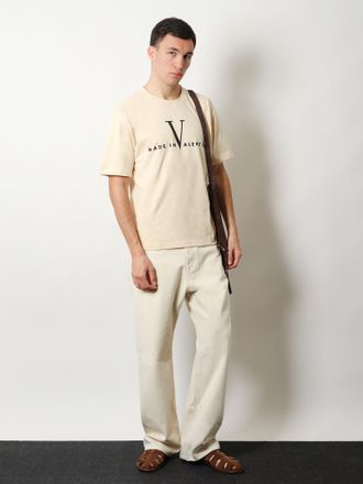 Valentino Mens Cotton T-Shirt Beige T-Shirts And Polos