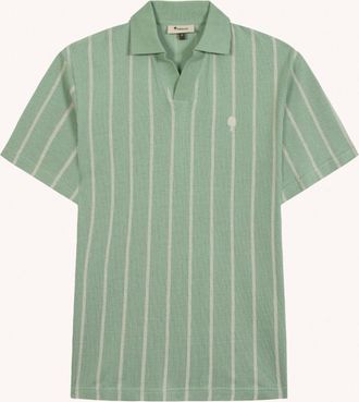 Faguo Polo vert clair et &eacute;cru coton - BLACHE