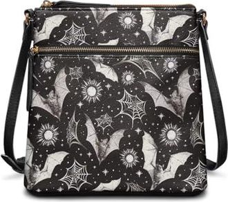 Hugs Idea Sac à main à bandoulière gothique pour femme Halloween, Chauve-souris Halloween, Taille unique