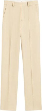 Ami Femme, Pantalons, Beige, Taille: 36 FR Pantalon large en flanelle de laine