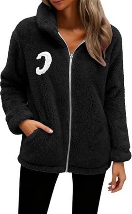 Generic Veste polaire sherpa confortable pour femme - Veste polaire pelucheuse à manches longues - Fermeture éclair intégrale - Doux et chaud - Vêtement dexté