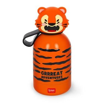 Legami Legami - Bouteille deau pour enfants Hot&Cold BFF, Tiger, double couche en acier inoxydable 18/8 avec fermeture herm&eacute;tique, garde le chaud pendant 12 