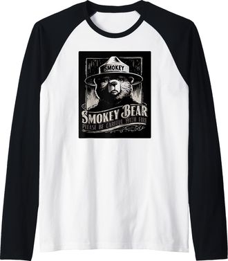 Giant Step Design Co. Vintage WPA Smokey Bear Retro 1940s Style Raglan