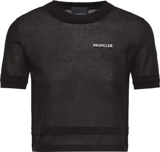 Moncler Moncler Double-trimmed Cotton T-shirt, Women, Blue, Size: Xs