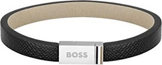 BOSS Jewelry Bracelet pour Homme Collection JACE avec Cuir Marron et Fermoir en Acier Inoxydable - 1580336M