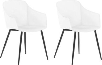Beliani Esszimmerstuhl 2er Set Weiß Kunststoff/Metall Modern Minimalismus Wohnzimmer Esszimmer Salon