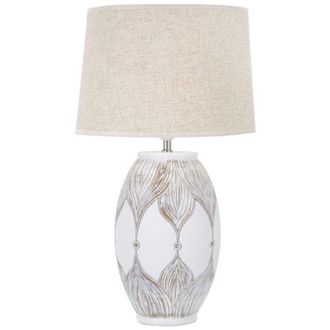 Paris Prix Lampe &agrave; Poser en R&eacute;sine Atene 67cm Blanc & Naturel