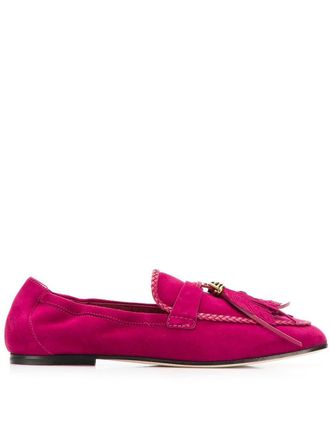 Tod's mocassins &agrave; d&eacute;tails de plumes - Rose