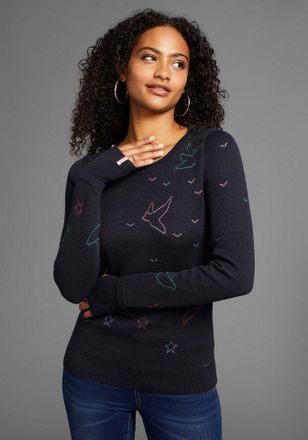 Kangaroos Rundhalspullover mit gestrickten Motiven