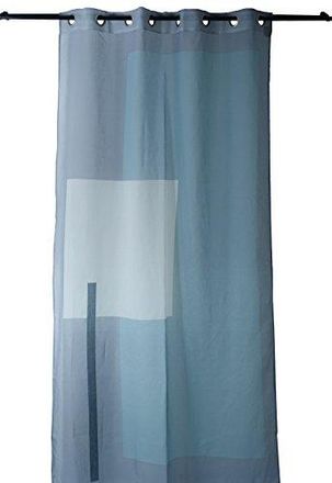 HOME MAISON Bedruckter Voile-Vorhang mit grafischem Muster, Polyester, grau, 135_x_240_cm