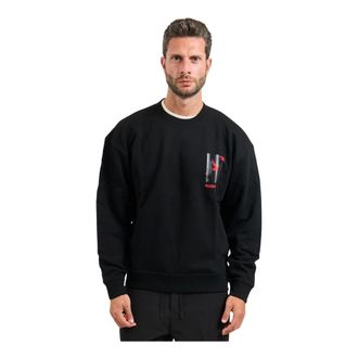 HUGO BOSS Homme, Sweatshirts et sweats à capuche, Noir, Taille: M Pull Noir Oiseau Ligne Rouge