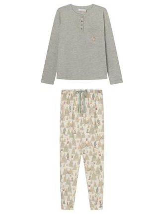 Women'secret Pijama Largo Teddy Grey Pyjamas, Vert, XL (Lot de 2) Femme