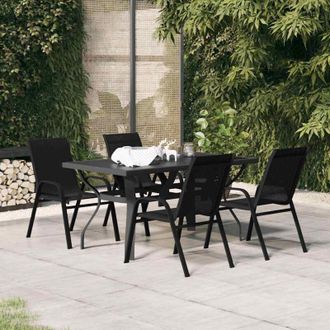 vidaXL Ensemble &agrave; manger de jardin 5 pcs Noir vidaXL